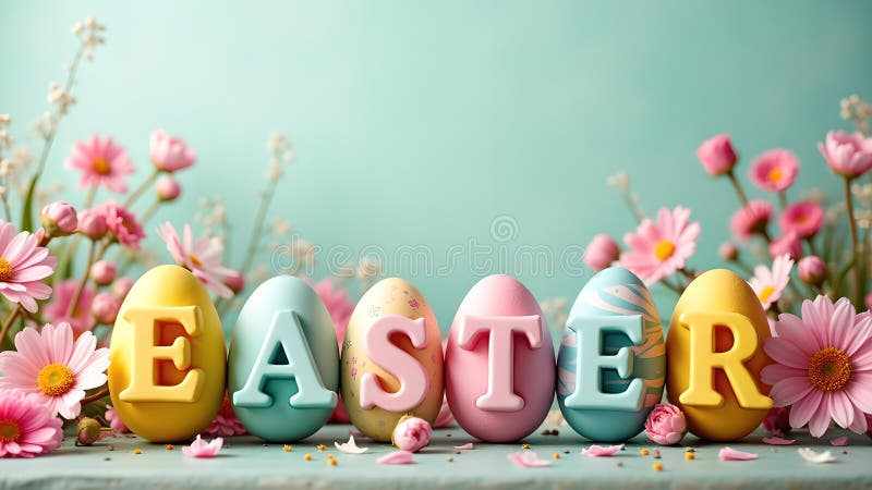 Easter Eggs and Flowers. Spring Holiday Concept Stock Illustration ...