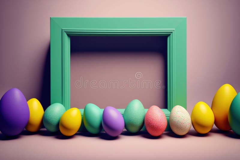 Easter Eggs Frame by Generative AI Stock Illustration - Illustration of ...