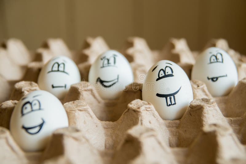 Two Funny Smiling Eggs in a Packet. Stock Illustration - Illustration ...