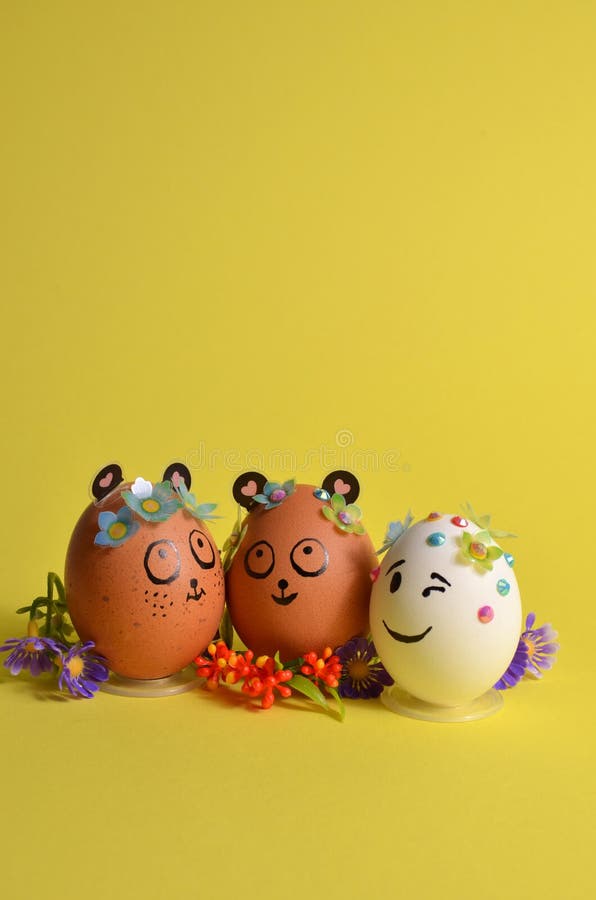 Easter Eggs with Funny Faces. Spring. Easter. Stock Photo - Image of ...