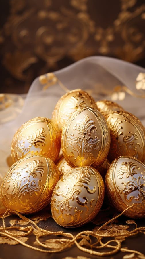Easter Eggs on a Golden Background. Minimal Creative Easter Concept ...