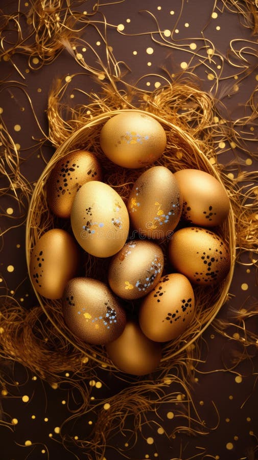 Easter Eggs on a Golden Background. Minimal Creative Easter Concept ...