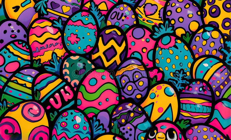 Easter Eggs with a Graffiti-style Design. Generated AI Stock ...