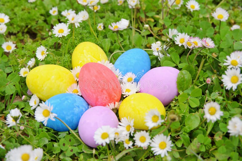 Colored Easter Eggs stock image. Image of holiday, grass - 1965233
