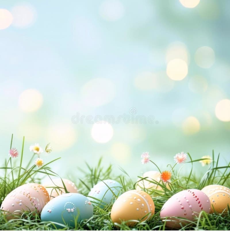 Easter Eggs on Grass Easter Eggs on Green Grass Stock Illustration ...