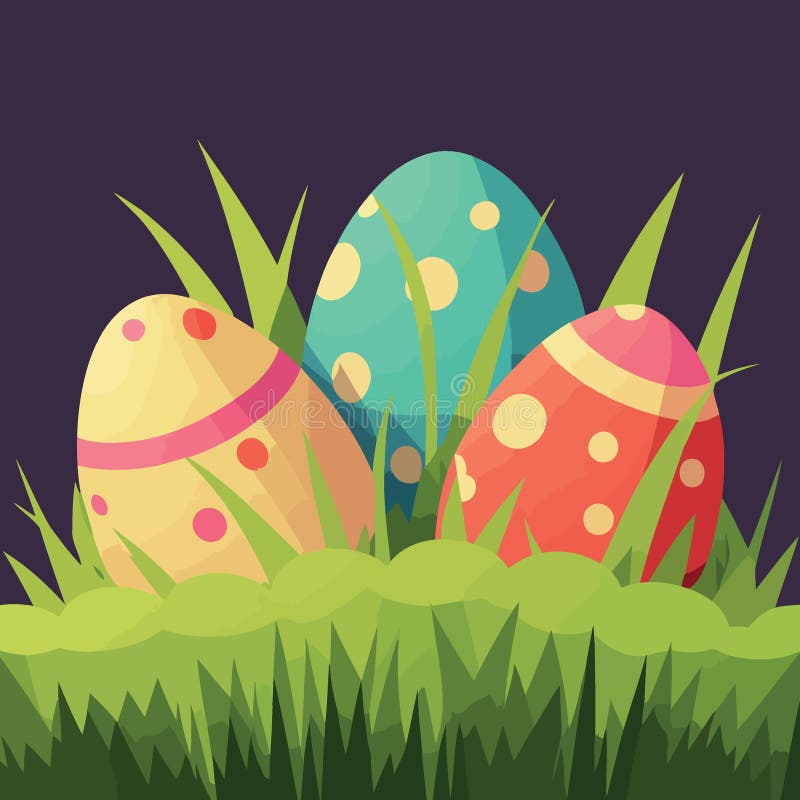 Easter Eggs in a Grassy Field Stock Vector - Illustration of isolated ...