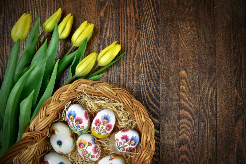 Easter Eggs in Hand Made Decoupage Decoration. Polish Design Stock ... Easter Eggs in Hand Made Decoupage Decoration. Polish Design Stock ...