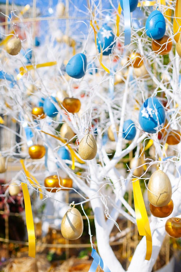 Easter Eggs on Tree Branches Stock Photo - Image of painted, outdoors ...