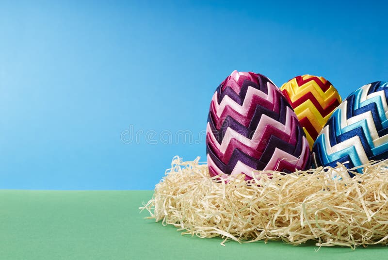 Easter eggs in hay stock image. Image of ornate, design - 36508207