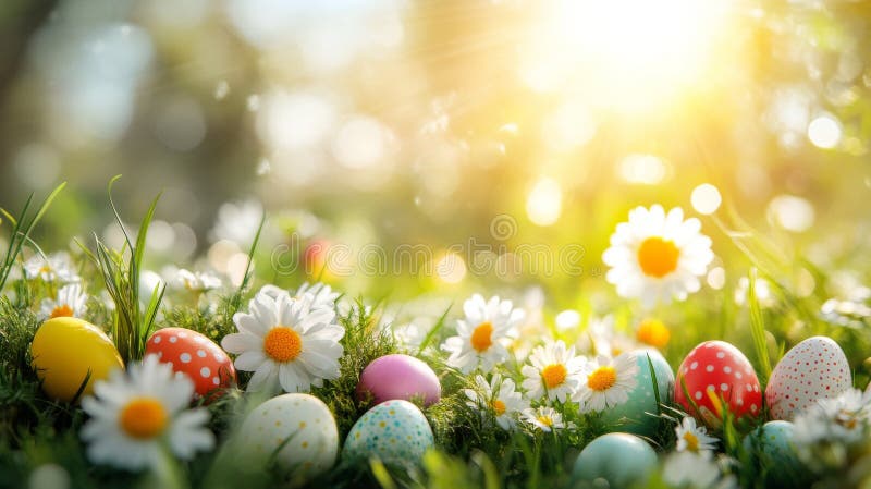 Easter Eggs, Hidden in Bright Spring Grass and Warmed by the Sun ...