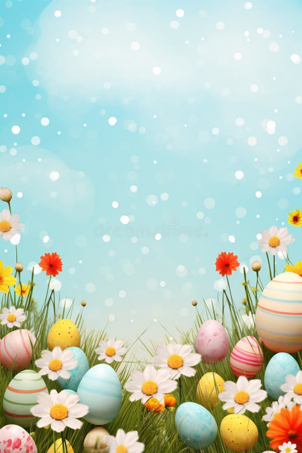 Easter Eggs are Hidden among the Flowers in the Spring Meadow. Stock ...
