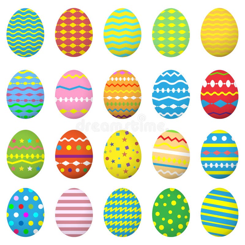 Easter Eggs Icons Set. Collection Eggs Stock Vector - Illustration of ...