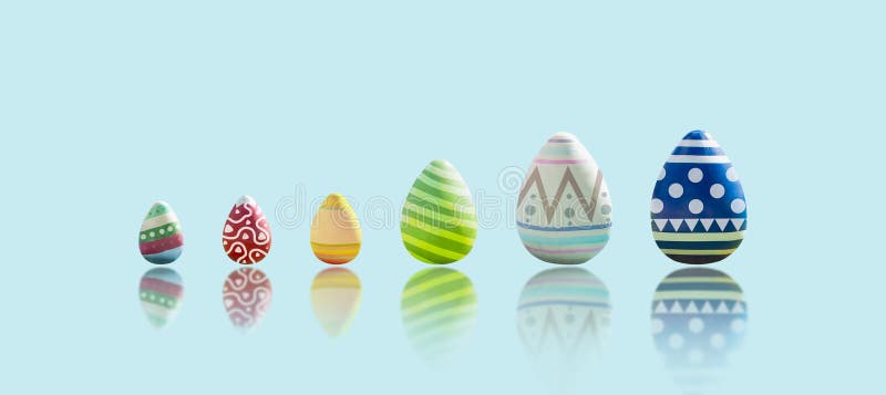 Easter Eggs Isolated is Painted in Different Patterns on Blue ...