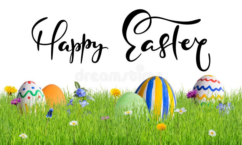 Easter Eggs and Lettering Text Isolated Stock Image - Image of ...