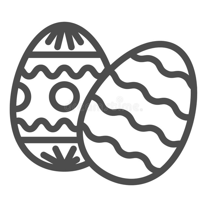 Easter Eggs Line Icon. Two Traditional Egg Gift Wavy Pattern and ...