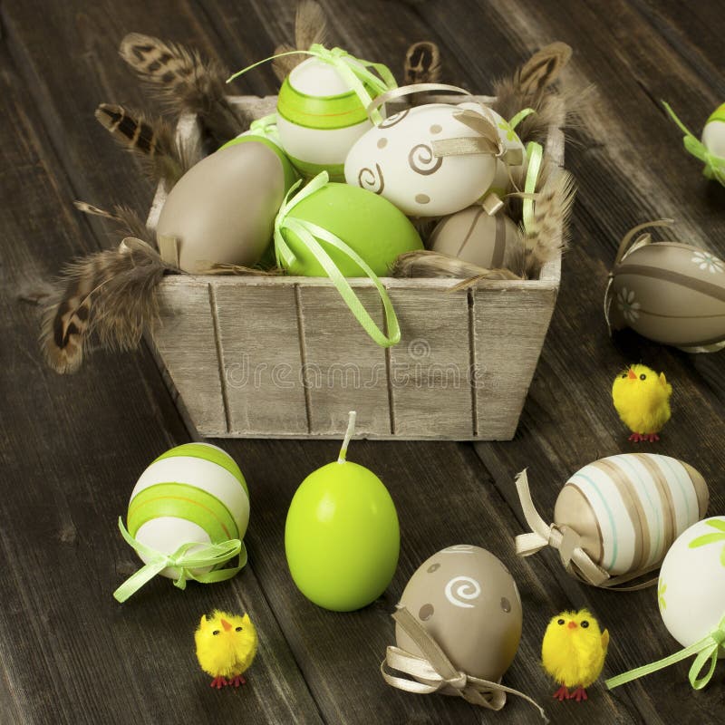 Easter Eggs in Little Wooden Box Stock Image - Image of season, vintage ...
