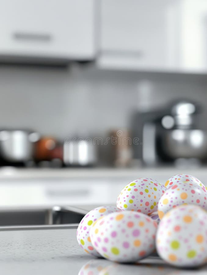 Easter Eggs in a Modern Kitchen Setting, Festive Spring Decorations ...