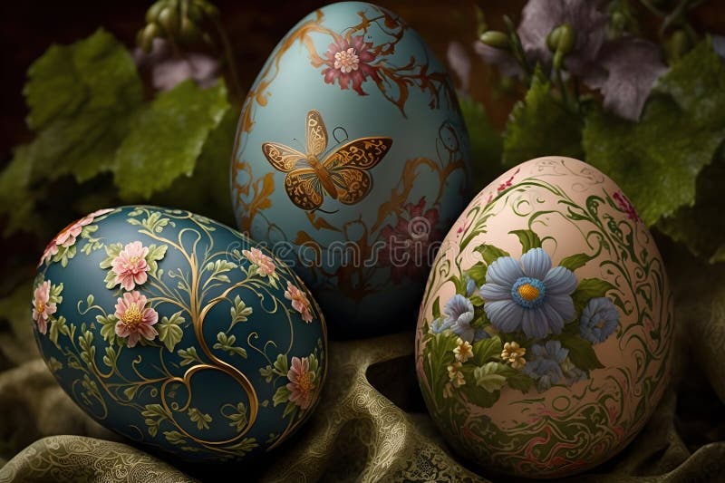A Nest of Springtime Delight: Easter Eggs in a Nest Stock Illustration ...