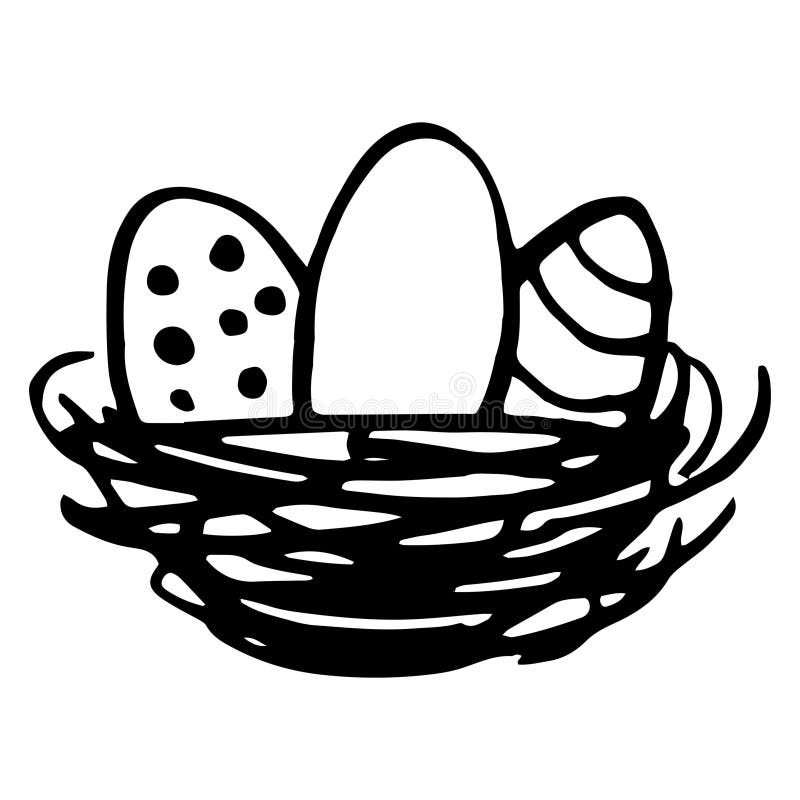 Easter Eggs in the Nest Doodle Vector Stock Vector - Illustration of ...