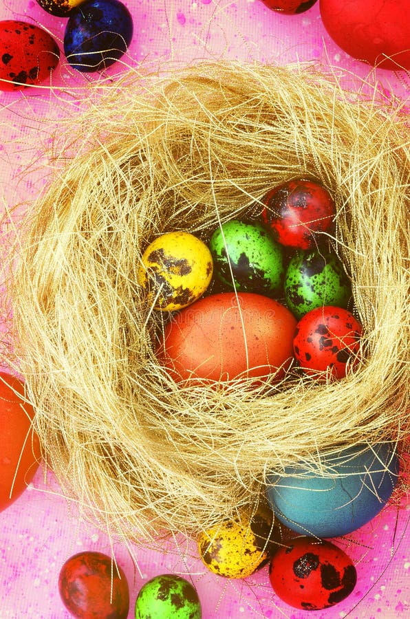 Easter eggs in the nest stock photo. Image of creativity - 39494522
