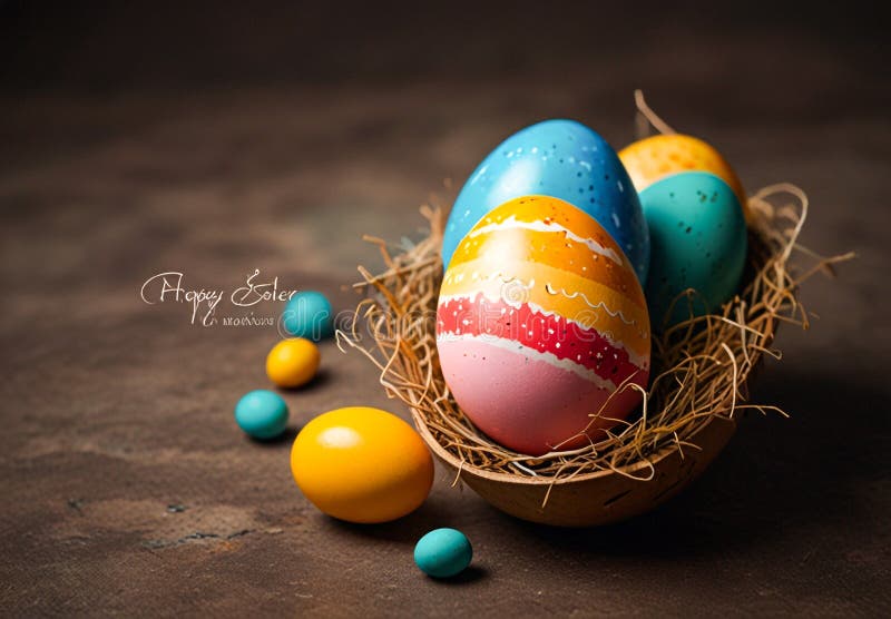 Easter Eggs in a Nest Symbolize New Beginnings and Celebration Stock ...
