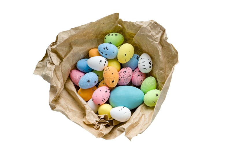 Easter Eggs Painted in Craft Paper Packaging on a Transparent ...