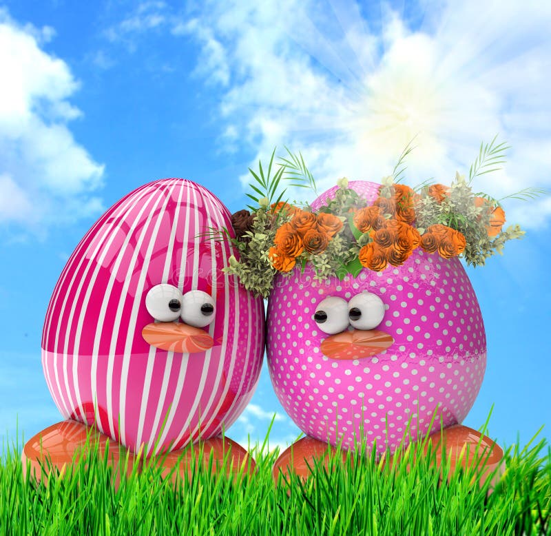 Easter Eggs Painted, with Flowers Over Spring Background Stock Photo ...