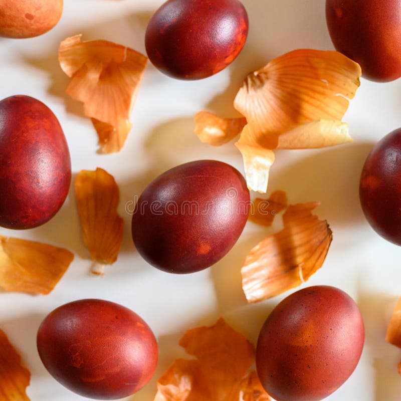 Easter Eggs Painted Onion Husks on a White Background. Coloring the ...