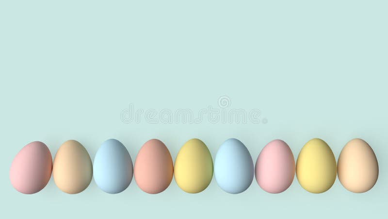Easter Eggs Painted in Pastel Colors on a Pastel Green Background Stock ...