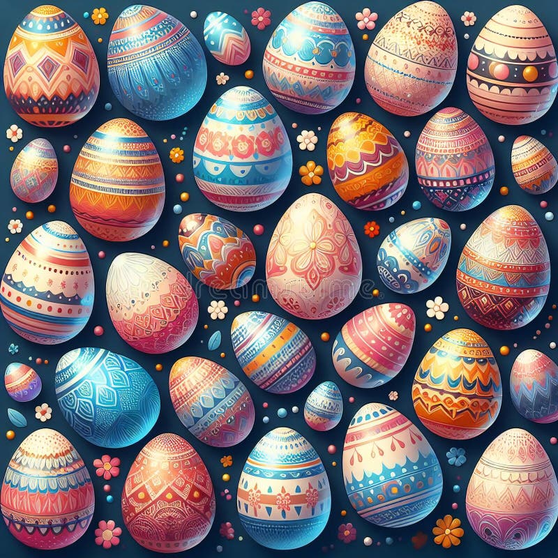Easter Eggs Pattern on Background Template. Stock Image - Image of ...