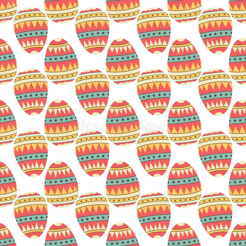 Easter Eggs Pattern Happy Background Ornaments Flat Colorful Seamless Design Stock Wallpaper ...