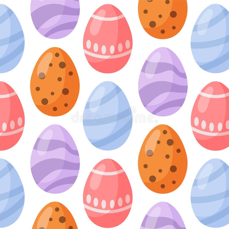 Easter Eggs Pattern Seamless for Easter Holidays on White Background. Vector Illustration ...