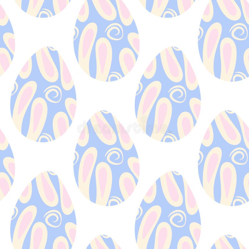 Easter Eggs Patterned Hand Drawn Ornament and Abstract Bunny Ears Seamless Pattern Easter ...