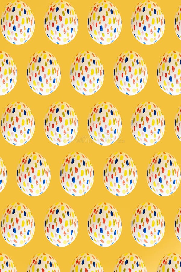 Easter Eggs Patterns on Yellow Background Stock Photo - Image of hand ...