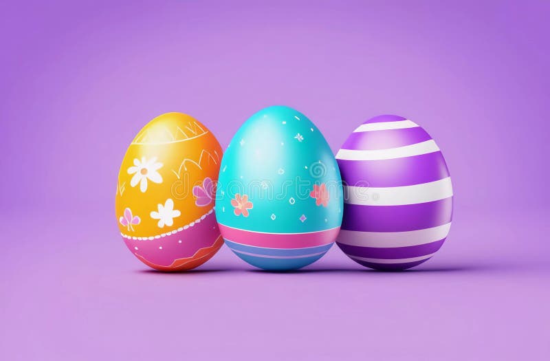 Easter Eggs on a Purple Background. Generative AI Stock Image - Image ...