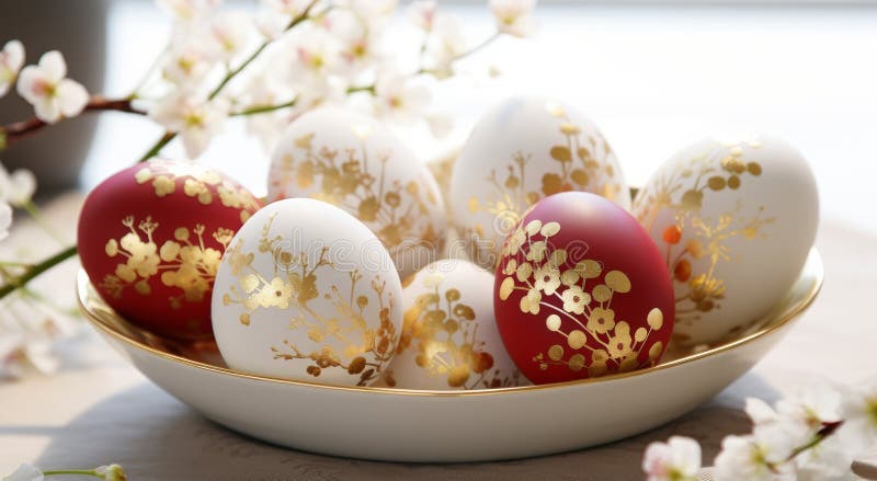 Easter Eggs with Red Tinge White Egg Art Stock Image - Image of ...