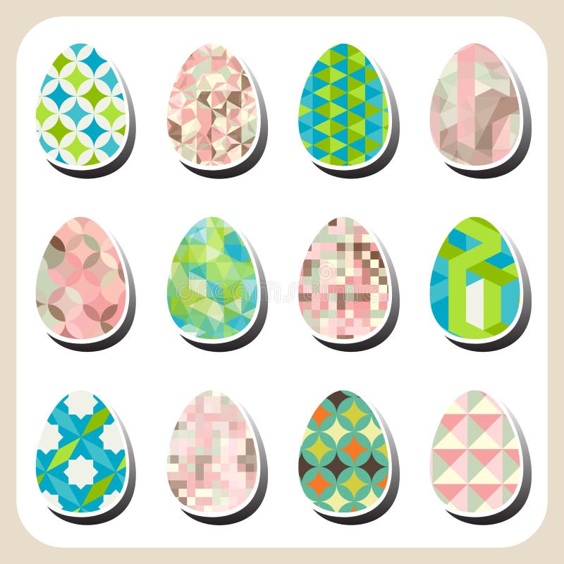 Easter Eggs Retro Pattern Set Stock Vector - Illustration of colorful ...