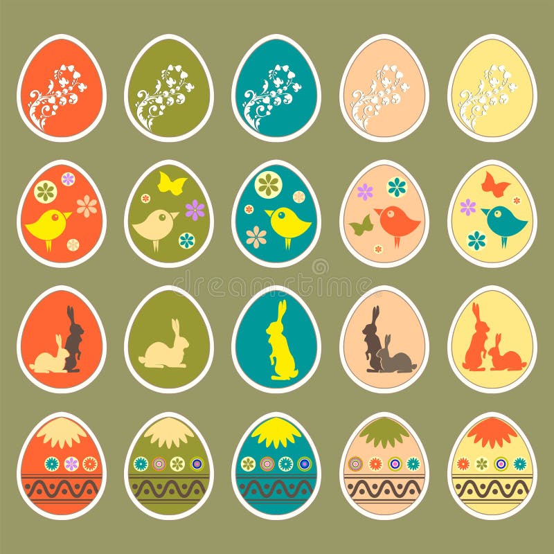 Easter eggs retro set stock vector. Illustration of spring - 85076404