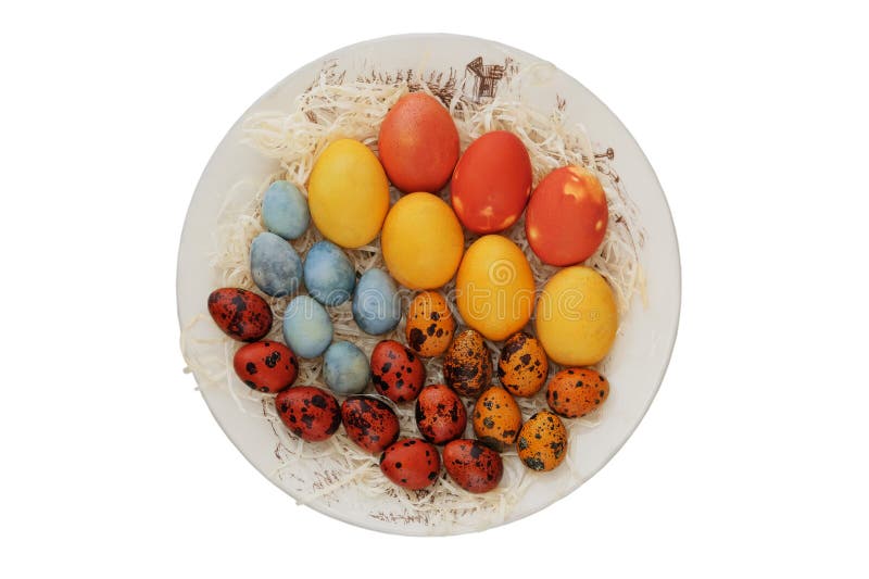 Easter Eggs in Rustic Plate. Isolate on a White Background. Easter ...