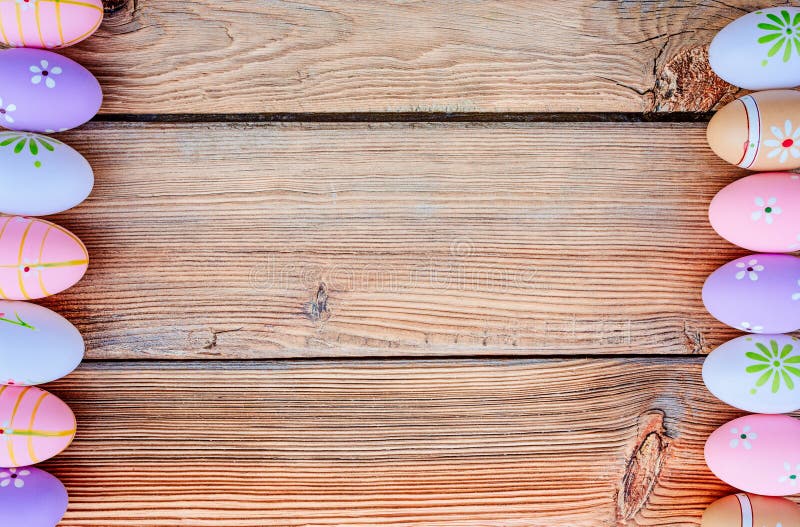 Easter Eggs on Rustic Wooden Background Stock Photo - Image of happy ...