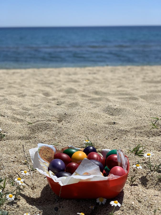 Easter eggs stock photo. Image of eggs, easter, sand - 148112732