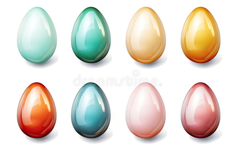 Easter Eggs Set, Color 3d Chicken Eggs, Painted Egg Stock Illustration ...