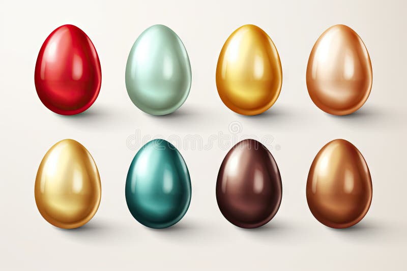 Easter Eggs Set, Color 3d Chicken Eggs, Painted Egg Stock Illustration ...