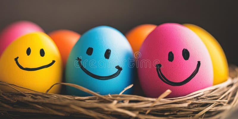 Easter Eggs with Smiley Faces Painted on Them, Hand Painted Easter Eggs ...