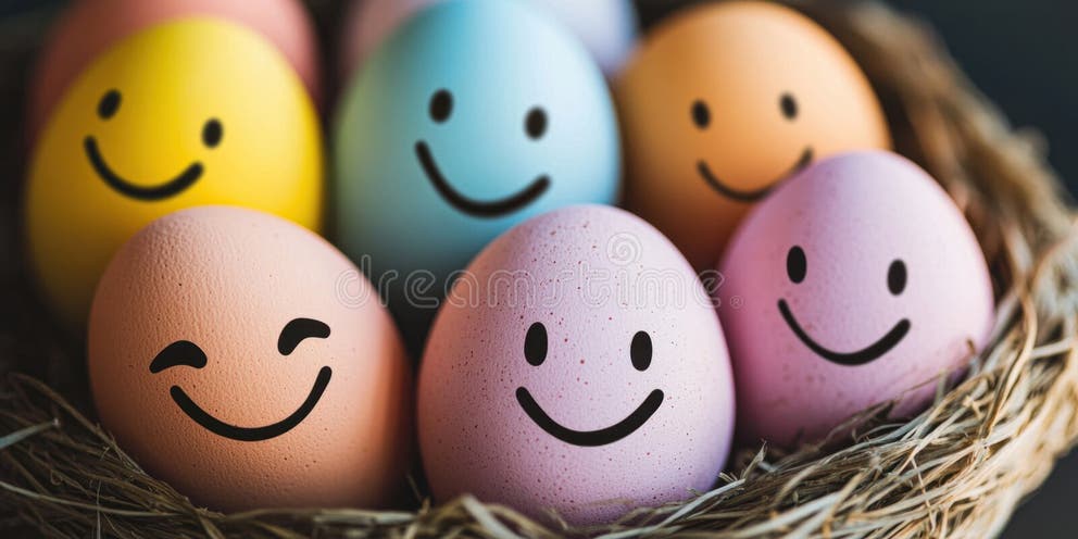 Easter Eggs with Smiley Faces Painted on Them, Hand Painted Easter Eggs ...