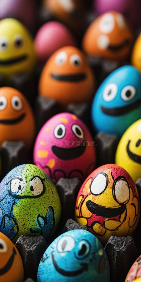 Easter Eggs with Smiley Faces Painted on Them, Hand Painted Easter Eggs ...