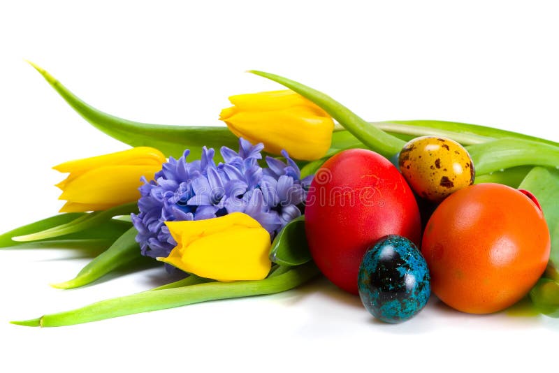 Easter Eggs with Spring Flowers Stock Image - Image of colorful ...