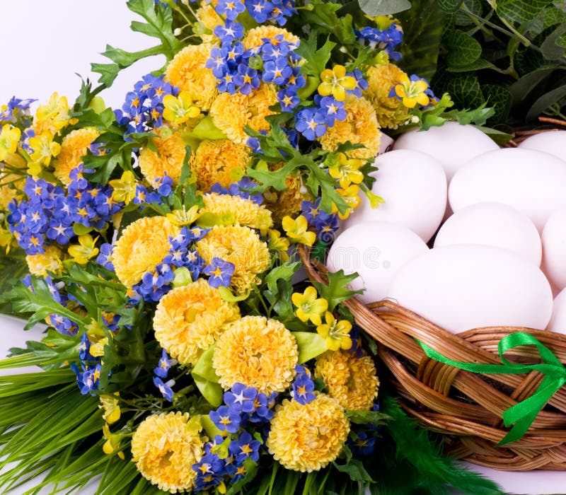 Easter Eggs and Spring Flowers Stock Image - Image of festival ...