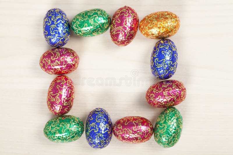 Easter eggs in a square stock image. Image of frame, blue - 23869047