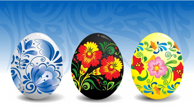Easter Eggs with Traditional Russian Ornament. Stock Vector ...